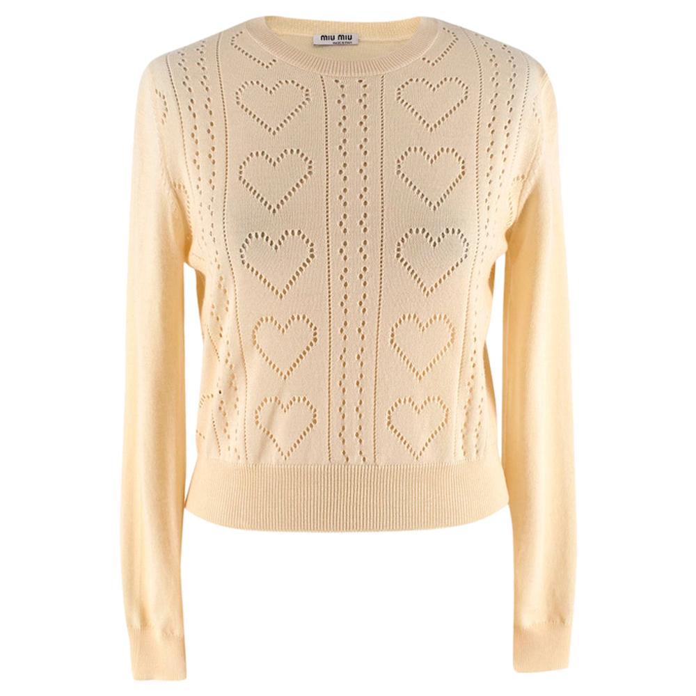 Miu Miu Yellow Virgin Wool Heart Motif Jumper - Size US 0-2 For Sale at ...