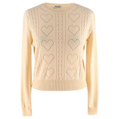 Miu Miu Yellow Virgin Wool Heart Motif Jumper - Size US 0-2 For Sale at ...