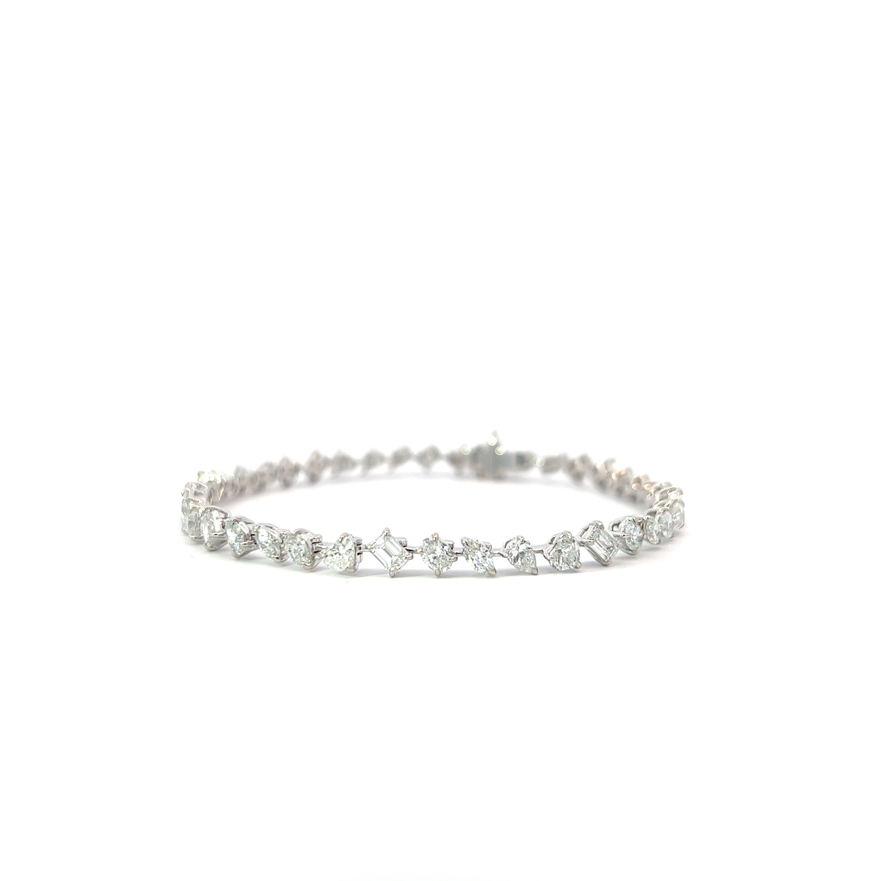 Mix Fancy Shape Diamond Tennis Bracelet in 18K White Gold (6.19ct VVS ...