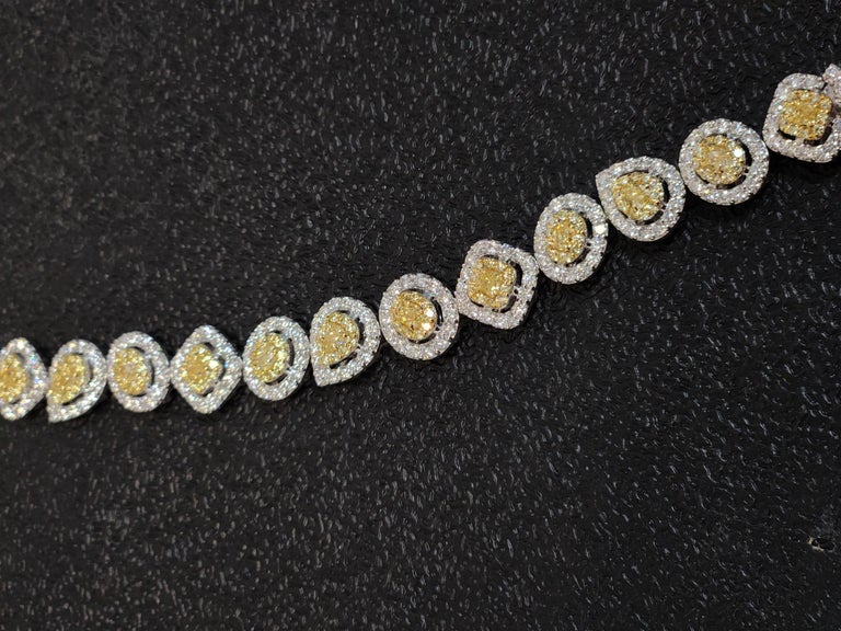 Mix Shape Yellow Diamond Line Bracelet For Sale at 1stDibs
