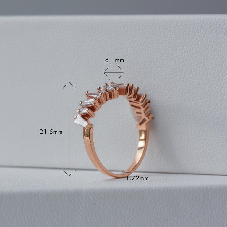 Mix Tapper Baguette Ring in 18K Rose Gold For Sale at 1stDibs