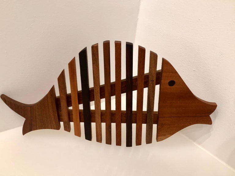 Mix Wood Whimsical Mid-Century Modern Fish Trivet at 1stDibs