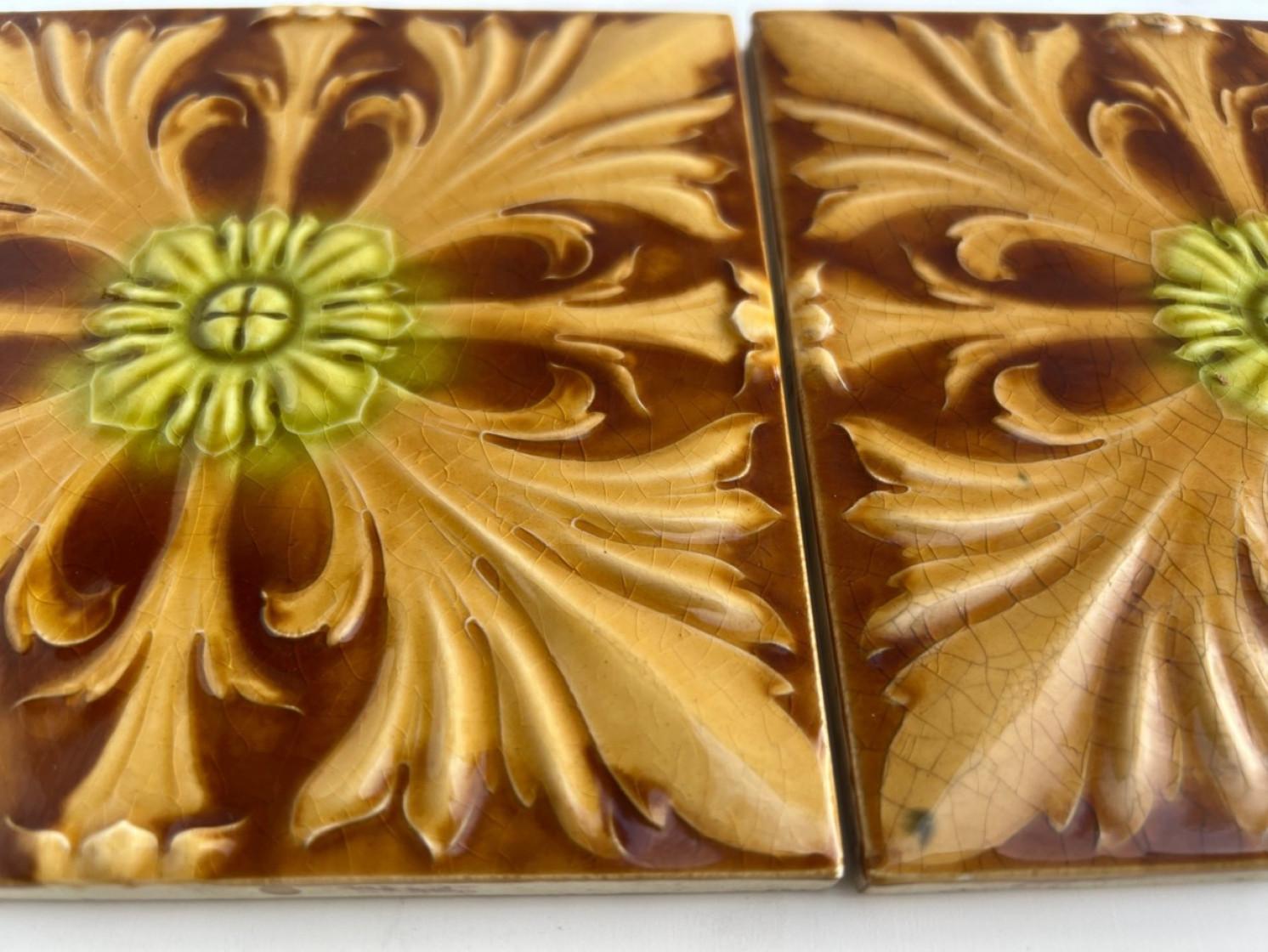 Mixed Art Deco Relief Tiles by Gilliot, Hemiksem, circa 1920 For Sale ...
