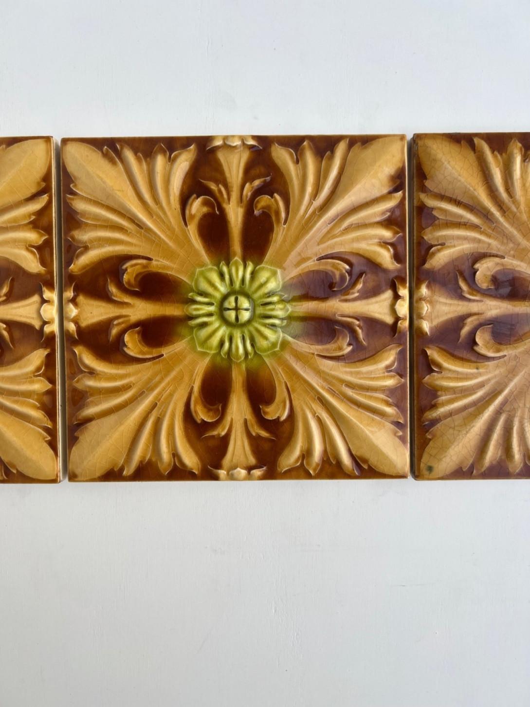 Mixed Art Deco Relief Tiles by Gilliot, Hemiksem, circa 1920 For Sale ...