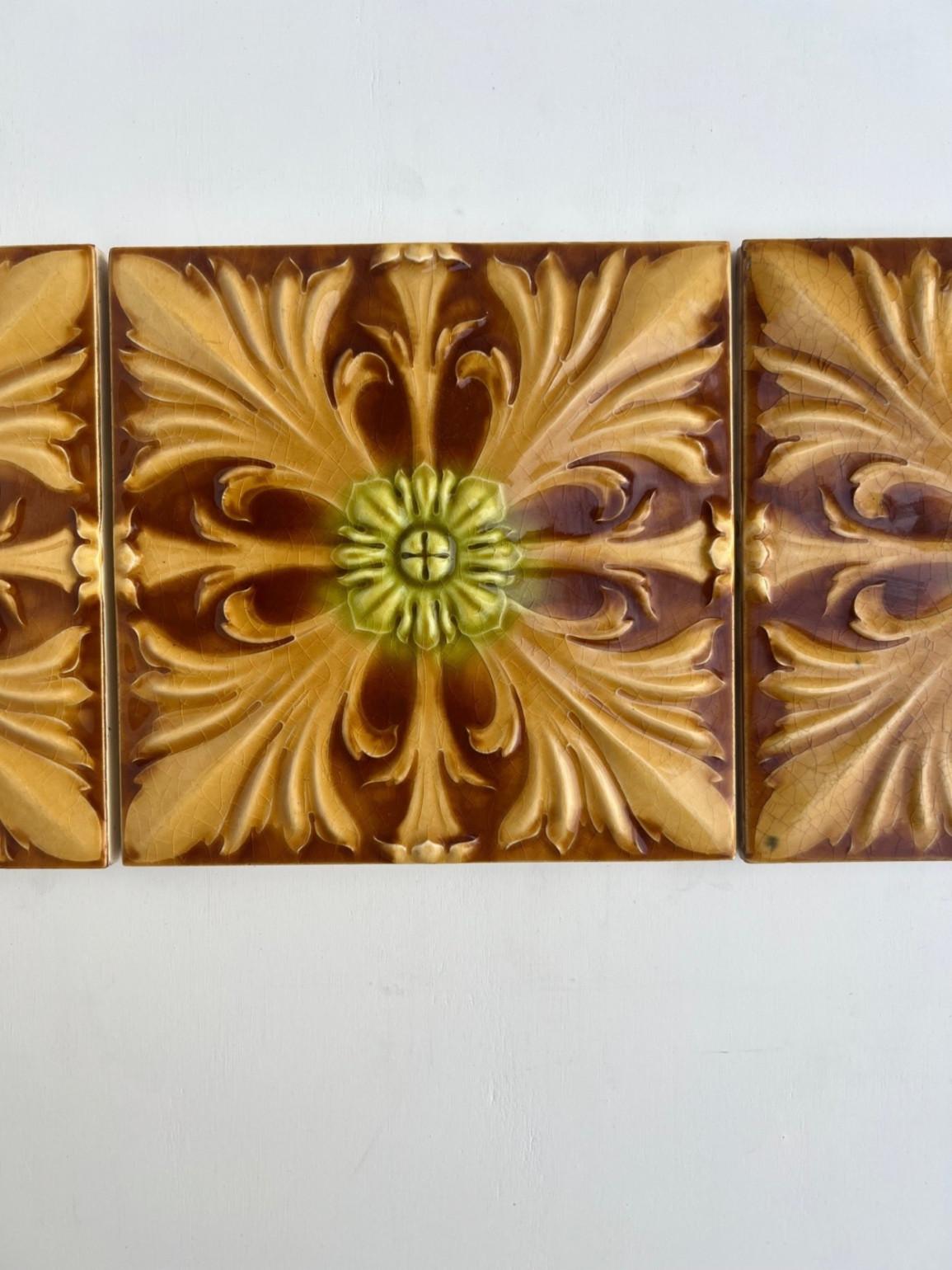 Mixed Art Deco Relief Tiles by Gilliot, Hemiksem, circa 1920 For Sale ...