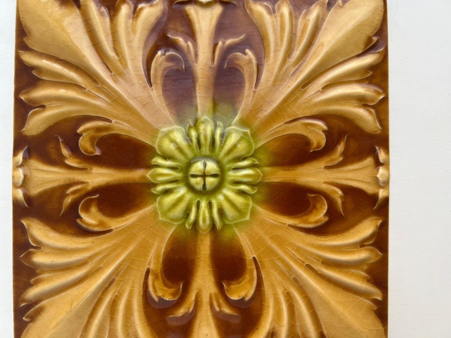Mixed Art Deco Relief Tiles by Gilliot, Hemiksem, circa 1920 For Sale ...