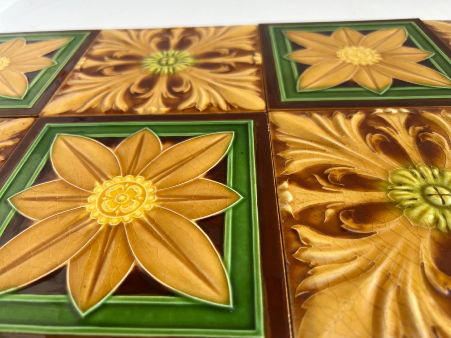 Mixed Art Deco Relief Tiles by Gilliot, Hemiksem, circa 1920 For Sale ...