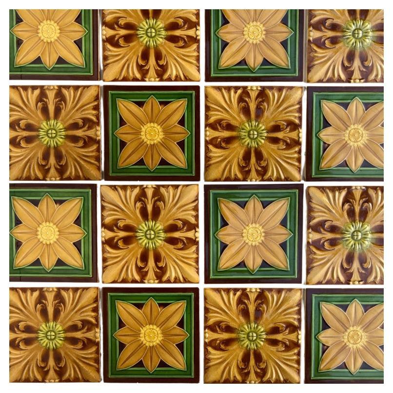 Mixed Art Deco Relief Tiles by Gilliot, Hemiksem, circa 1920 For Sale ...