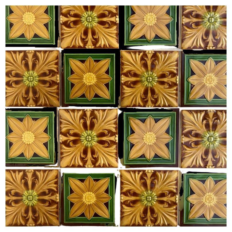 Mixed Art Deco Relief Tiles by Gilliot, Hemiksem, circa 1920 For Sale ...