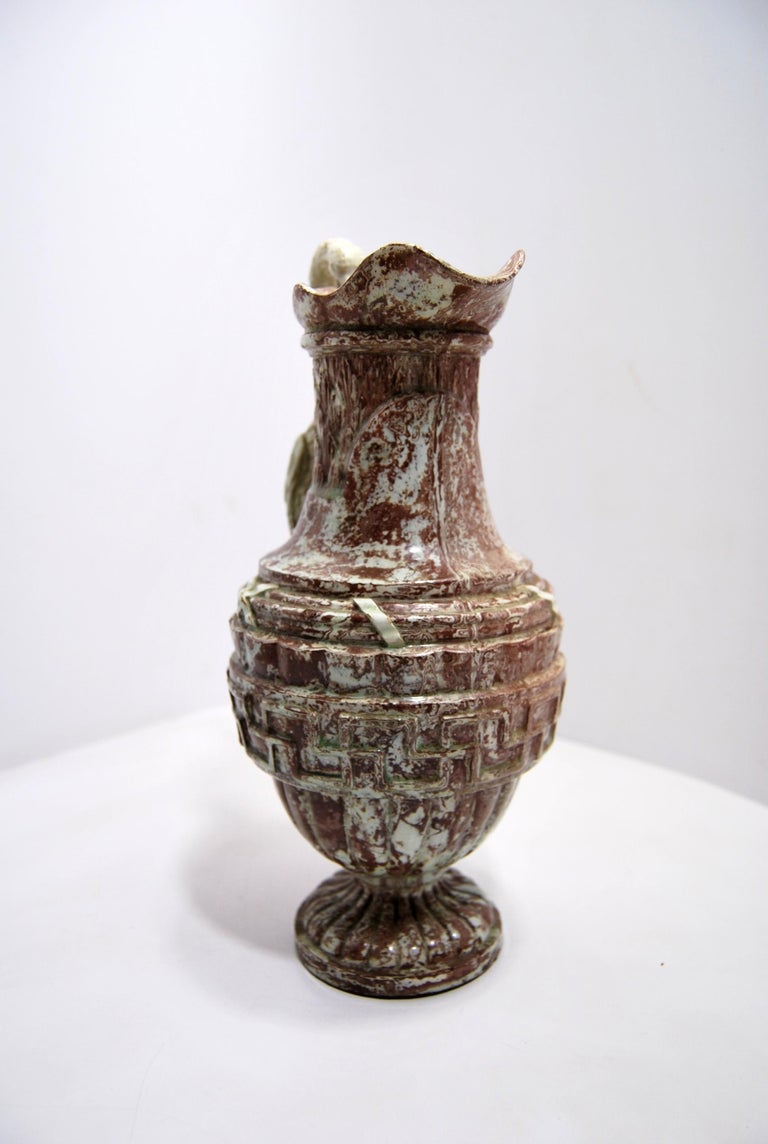 Mixed clay ewer with classic decoration and swan handle Grammont ...