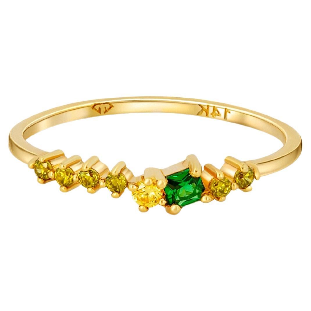 Mixed color cluster 14k gold engagement ring For Sale at 1stDibs