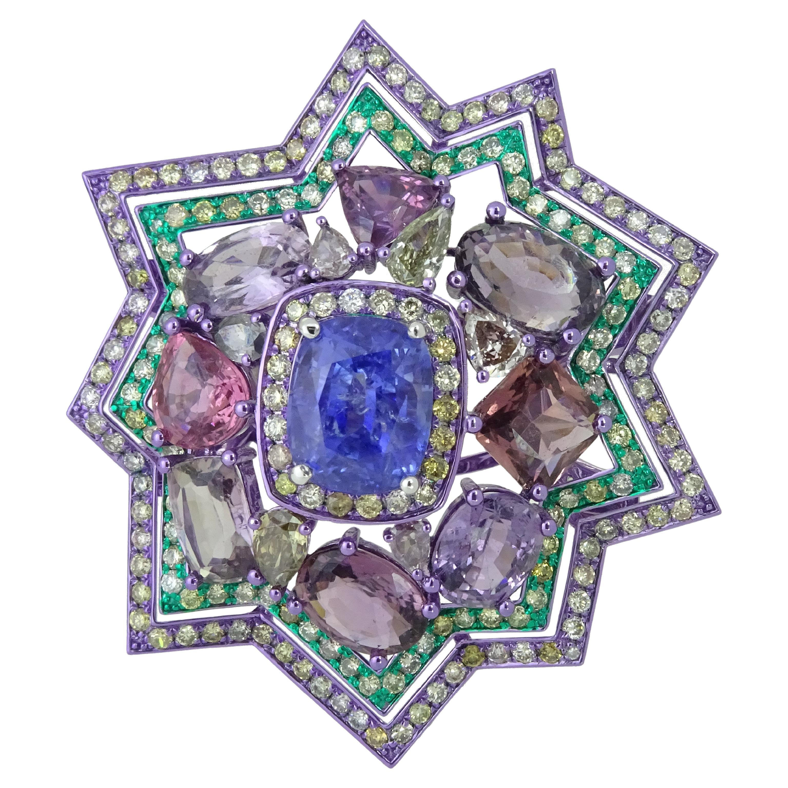 6.23ct Unheated Sapphire and Diamond Ring/Pendant, 18K Gold, Austy Lee ...