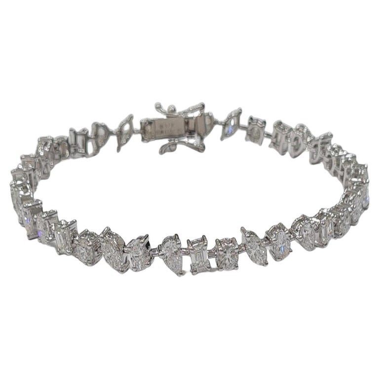 Mixed cut Diamond 18 Carat White Gold Bracelet E/F VVS/VS Clarity For ...