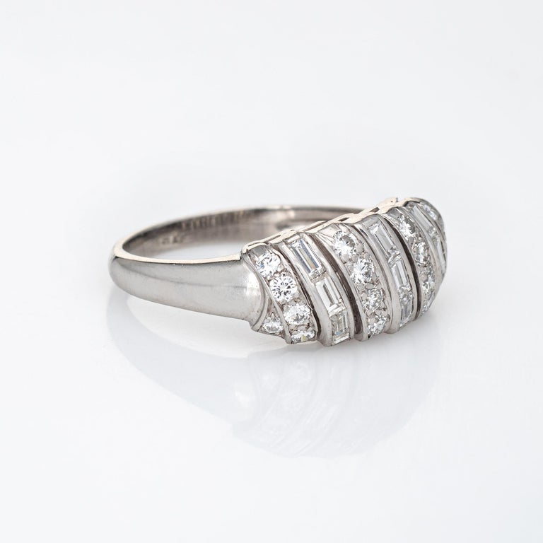 Mixed Cut Diamond Ring 50s Vintage Platinum Mid Century Anniversary ...