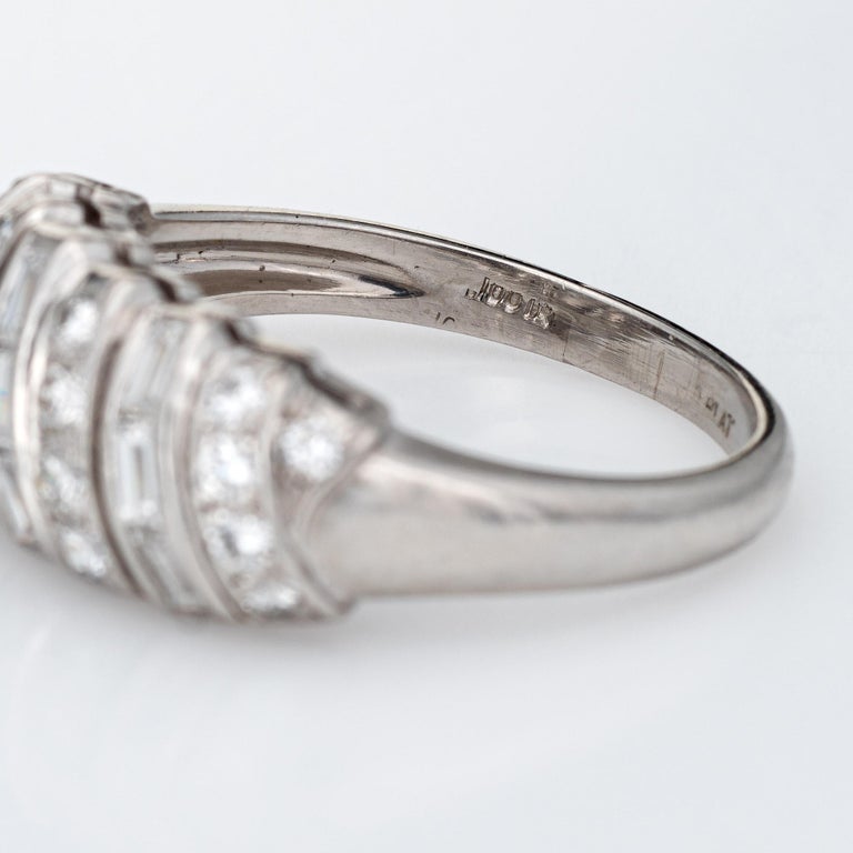 Mixed Cut Diamond Ring 50s Vintage Platinum Mid Century Anniversary ...