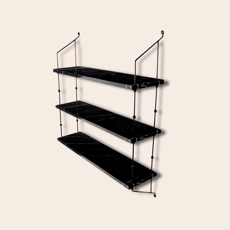 Mixed Marble and Black Steel Morse Shelf by OxDenmarq For Sale at 1stDibs