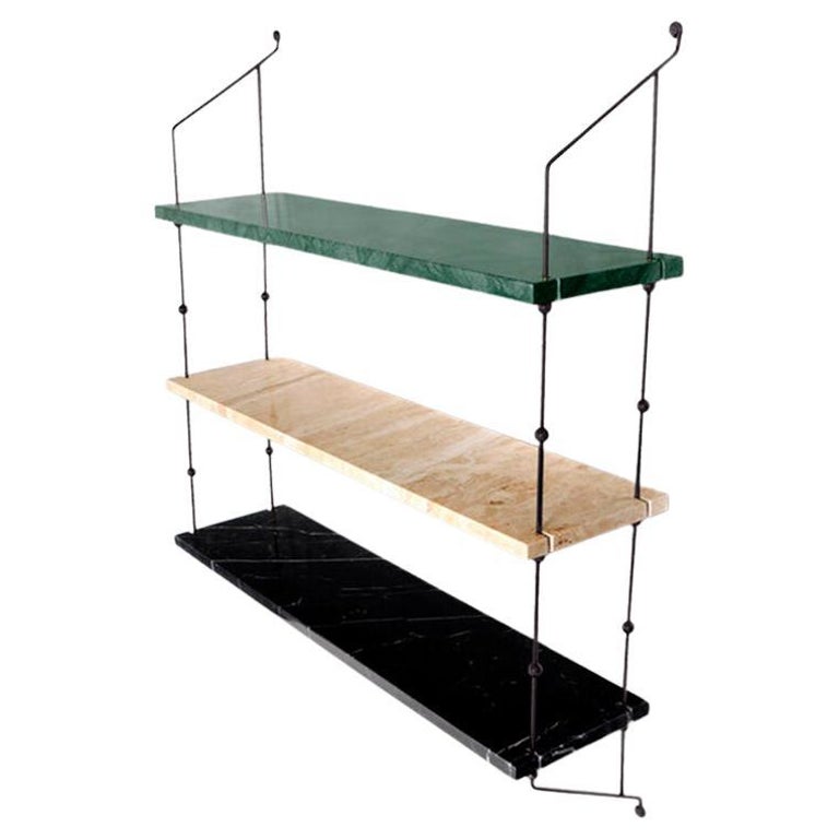 Mixed Marble and Black Steel Morse Shelf by OxDenmarq For Sale at 1stDibs