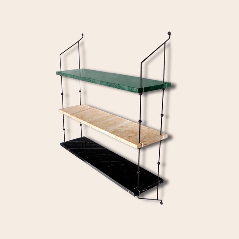 Mixed Marble and Brass Morse Shelf by OxDenmarq For Sale at 1stDibs
