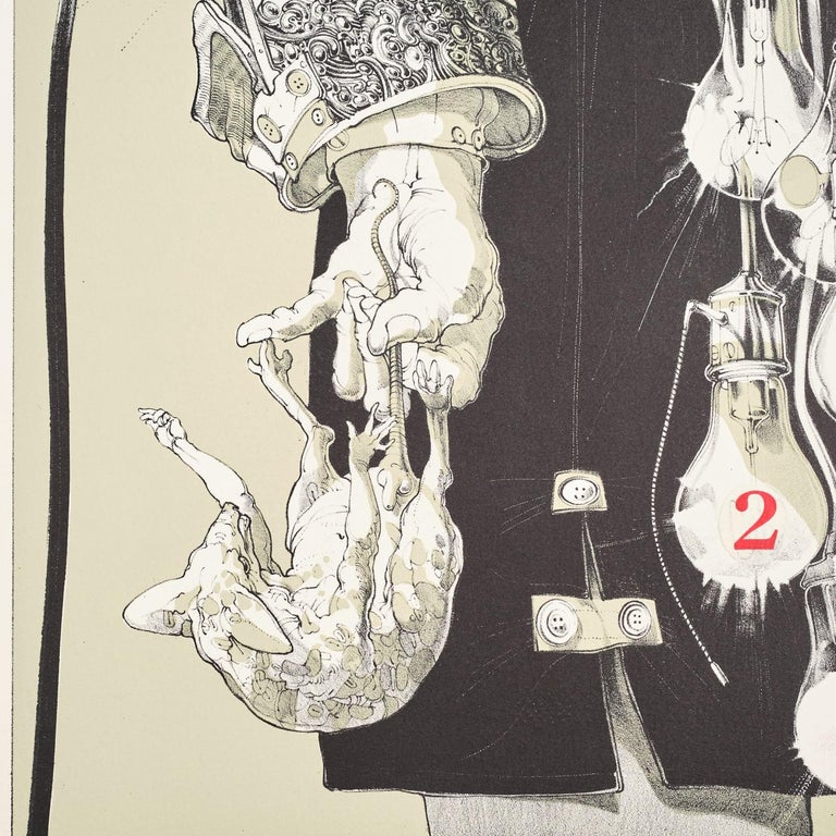 Mixed Media Surrealist Lithograph Titled 'Light Brigade' by Robert A ...