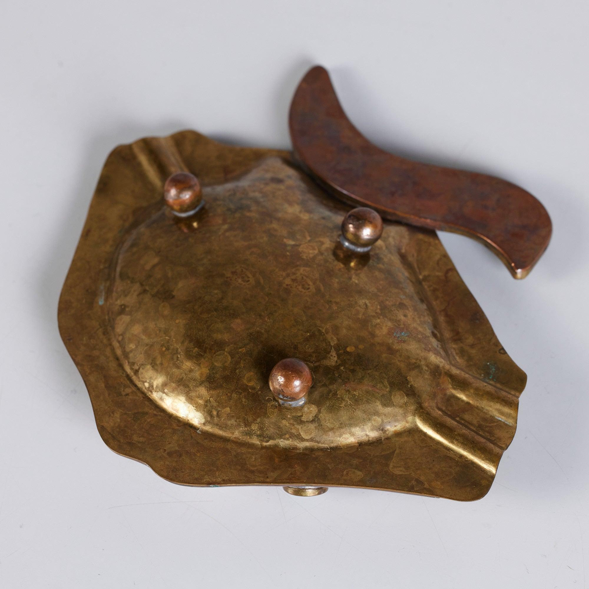 Mixed Metal Angel Fish Ashtray with Abalone Inlay For Sale at 1stDibs