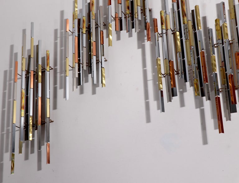Mixed Metal Modernist Wall Mount Sculpture by R. Berger, 1993 For Sale ...