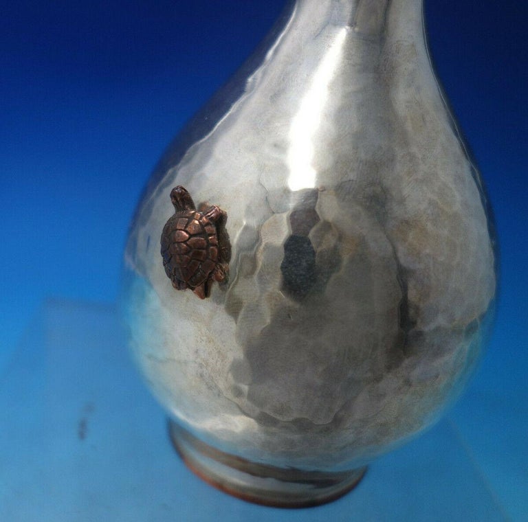 Mixed Metals Gorham Sterling Silver Vase Applied Copper Turtles ...