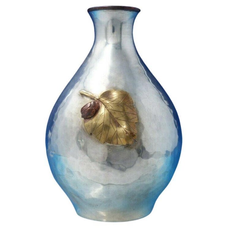 Mixed Metals Gorham Sterling Silver Vase Applied Leaf and Ladybug ...
