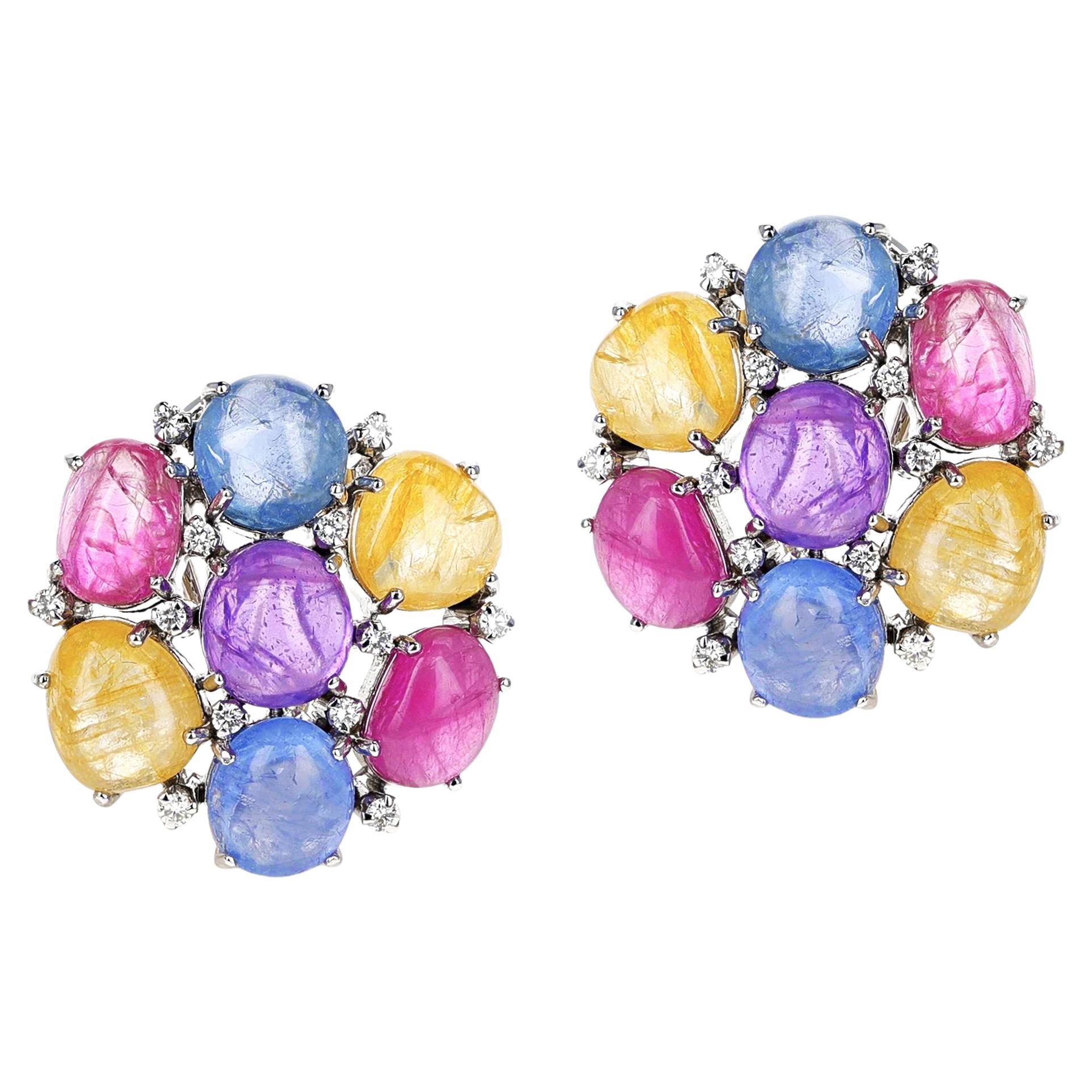 Diamond Rose Cut Cluster Cocktail Earrings For Sale at 1stDibs