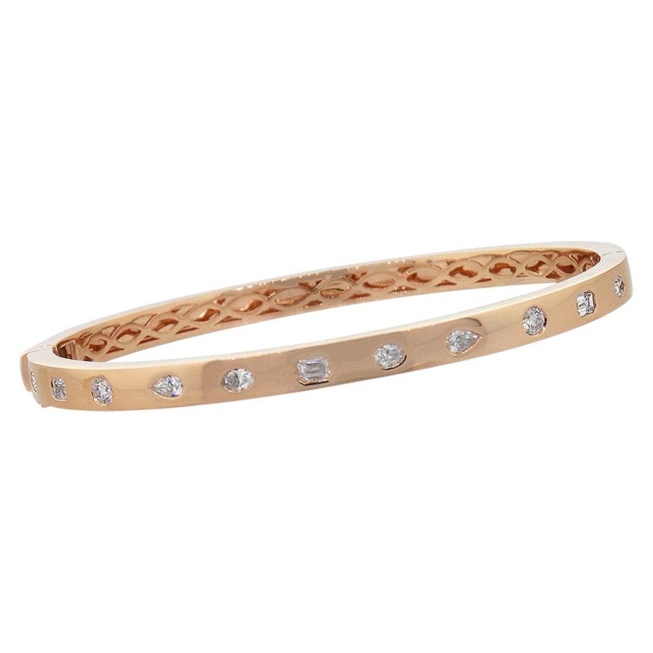 Multi Shape Diamond Bangle Bracelet For Sale at 1stDibs