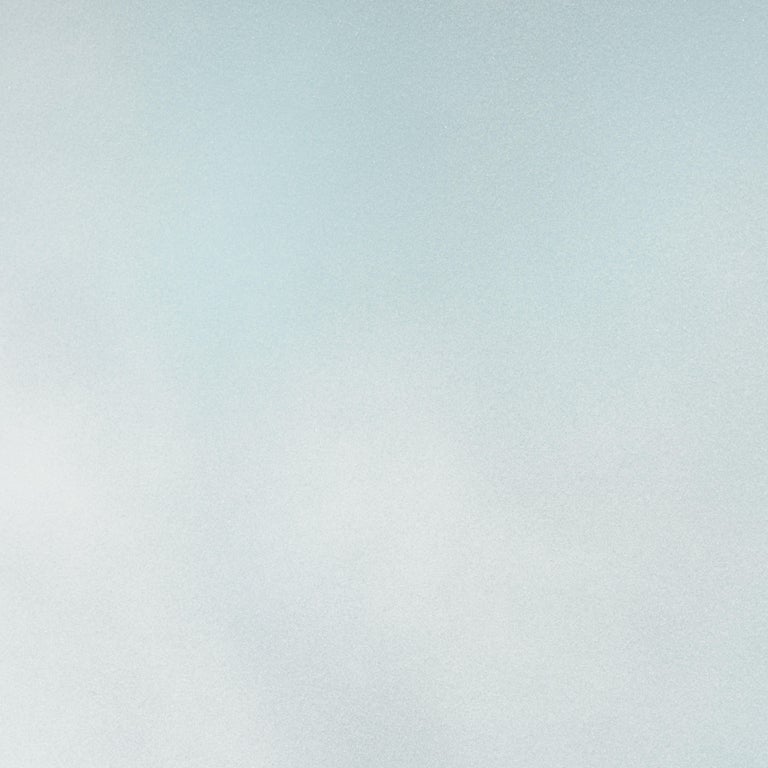 Miya Ando - Reflective round painting of clouds in a pale blue sky For Sale at 1stDibs