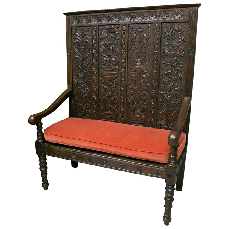 Mizner Mediterranean Revival Hand-Carved Bench at 1stDibs