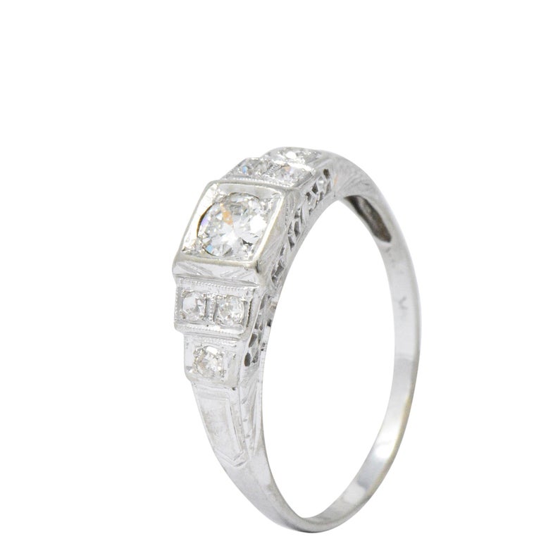 MK Edwardian Diamond 18 Karat White Gold Antique Engagement Ring at ...