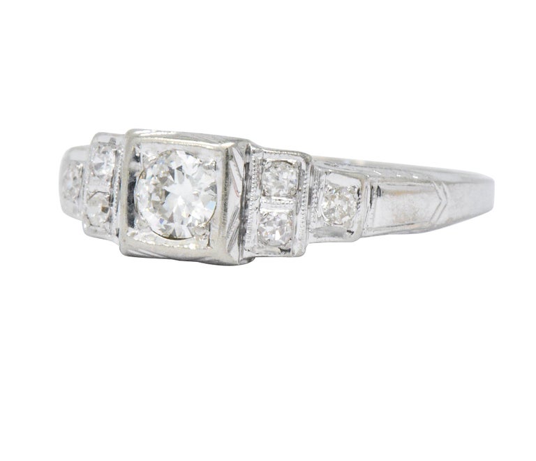 MK Edwardian Diamond 18 Karat White Gold Antique Engagement Ring at ...
