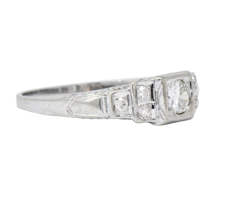 MK Edwardian Diamond 18 Karat White Gold Antique Engagement Ring at ...