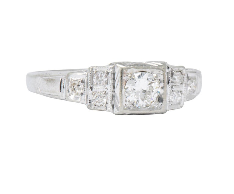 MK Edwardian Diamond 18 Karat White Gold Antique Engagement Ring at ...