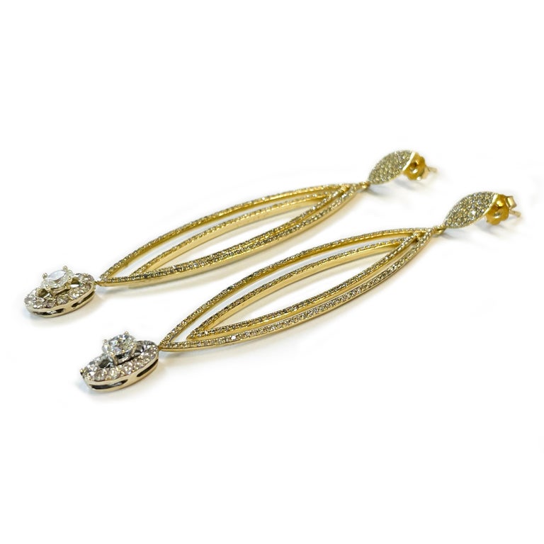 MK Yellow Gold Ellipse Diamond Earrings For Sale at 1stDibs