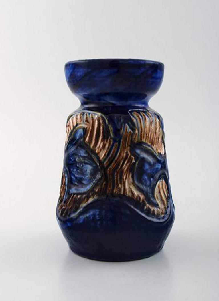 Møller and Bøgely, Denmark, Art Nouveau Pottery Vase of Glazed Ceramics ...