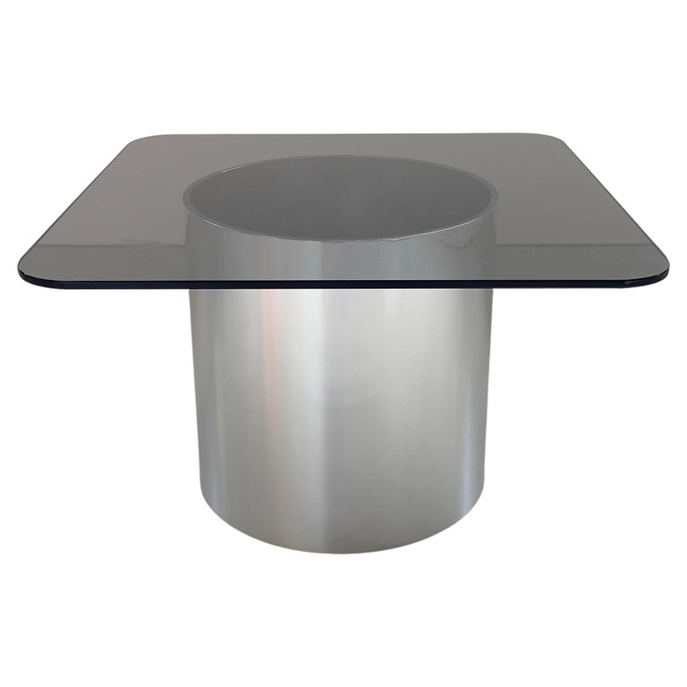 'MMPM Low Side Table' Tubular Metal and Tinted Glass Side Table For ...
