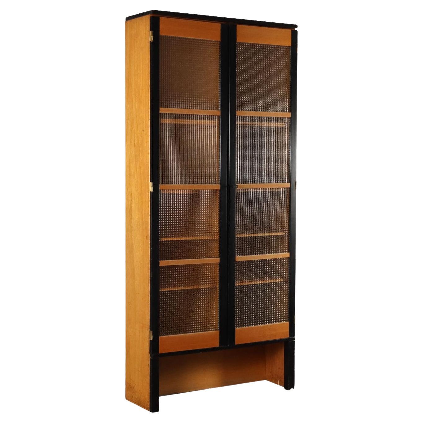 70s-80s bookcase cabinet in ash and glass For Sale at 1stDibs