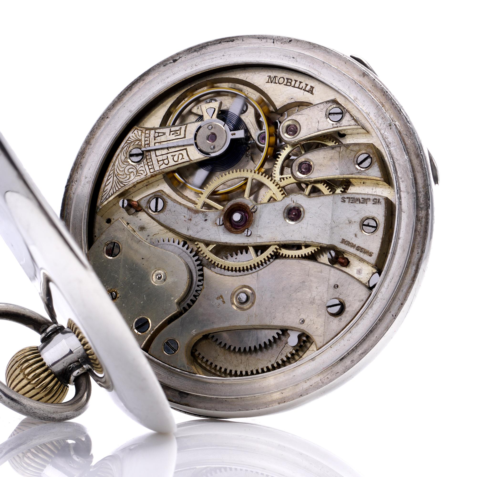 Mobilia Army officers sterling 925 silver round pocket watch. For Sale ...