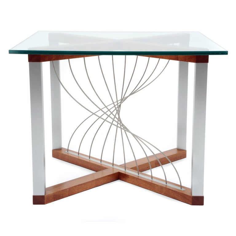 Modern Industrial End/ Side Table by Peter Harrison. Metal and Mahogany ...