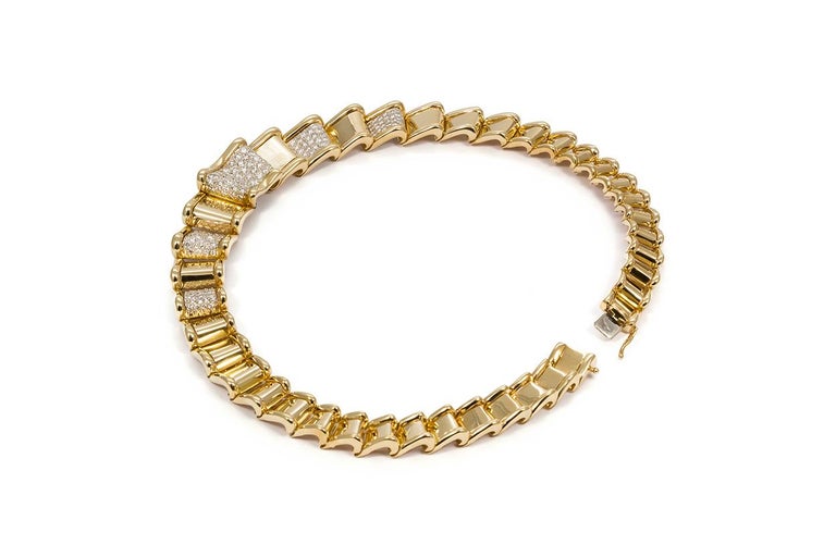 Moboco 18 Karat Yellow Gold and Diamond Ribbon Jewelry Set at 1stDibs