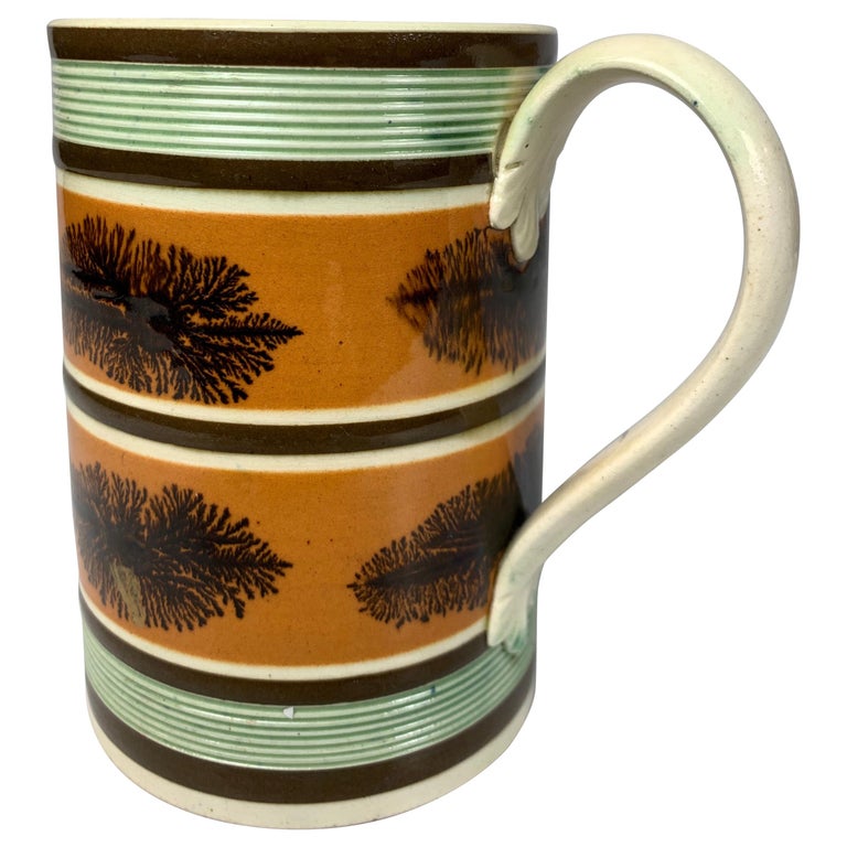 Mochaware Mug with Seaweed Decoration For Sale at 1stDibs