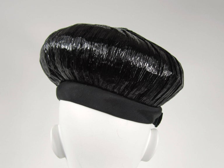 Mod Black Beret Hat Vintage 1960s For Sale at 1stDibs