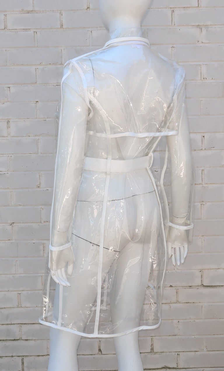 Mod Clear Vinyl Trench Raincoat With White Piping at 1stDibs