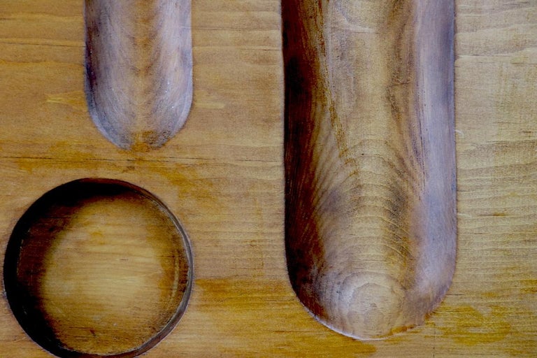 Mod Folk Art Carved Wood Sculpture Wall Hanging at 1stDibs