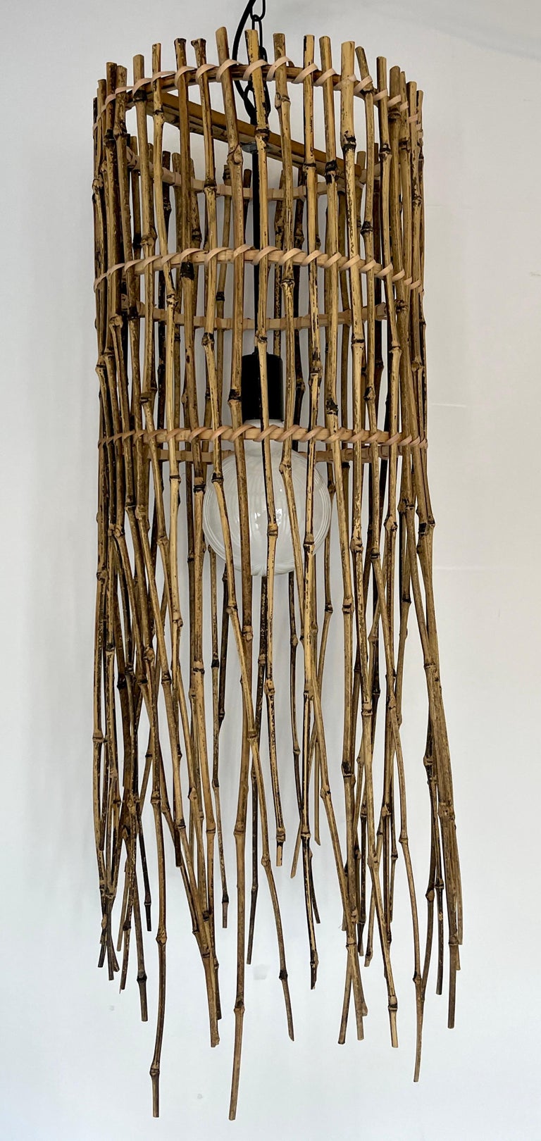 Mod Natural Hanging Bamboo Pendant, 2nd Available For Sale at 1stDibs