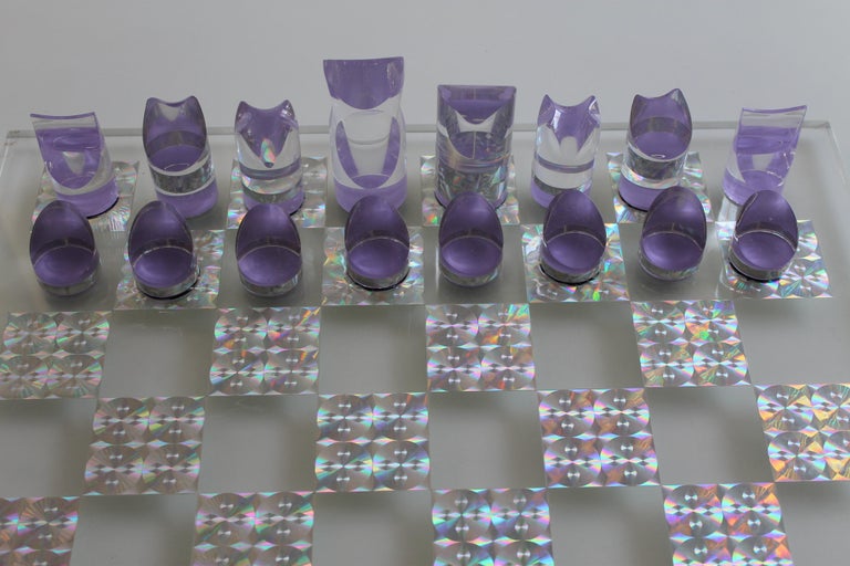 Mod Psychedelic Lucite Chess Set with Board at 1stDibs | trippy chess ...