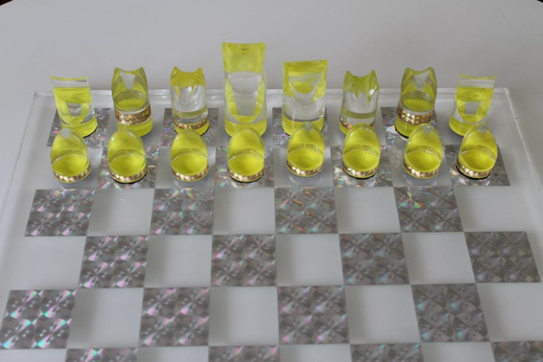 Mod Psychedelic Lucite Chess Set with Board at 1stDibs | trippy chess ...
