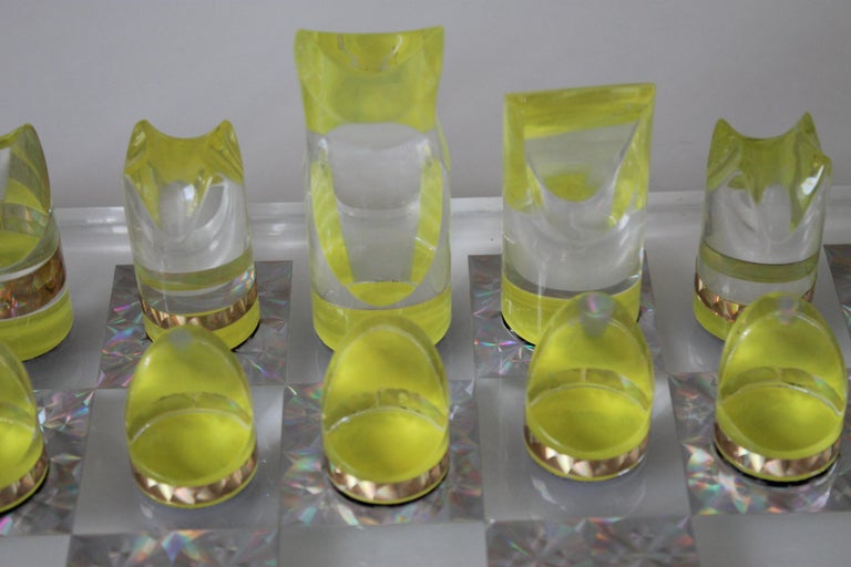 Mod Psychedelic Lucite Chess Set with Board at 1stDibs | trippy chess ...